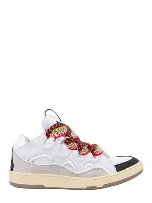 LANVIN Lanvin Curb Sneaker With Quilted Tongue And Herringbone Detailing Bianco