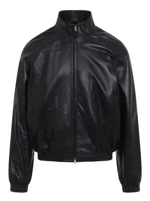 Acne Studios Lethestanether Lamb Leather Bomber Jacket - Black