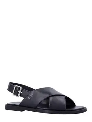 Prada Leather Slingback Slide Sandals - Nero
