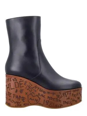 Chloé Maxime Ankle Boots With Sculptural Wedge - Nero