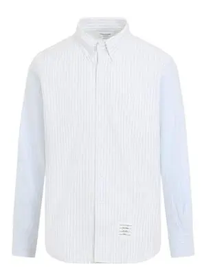 Thom Browne Straight-fit Cotton Button-down Shirt With Long Sleeves - Grey