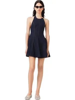 MAJE Maje Halterneck Denim Dress With Brooch Detail