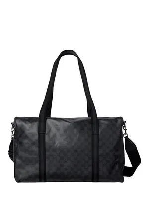 Gucci Medium Duffle Bag With Gg Canvas And Web Detail - Black