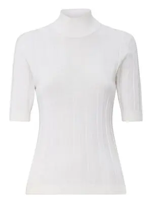 CALLAS MILANO Permanent Collection Jordyn Ribbed Mock Neck Sweater - White