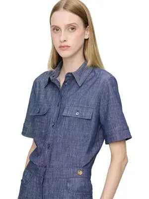 CALLAS MILANO Permanent Collection Vesper Denim Shirt - Navy