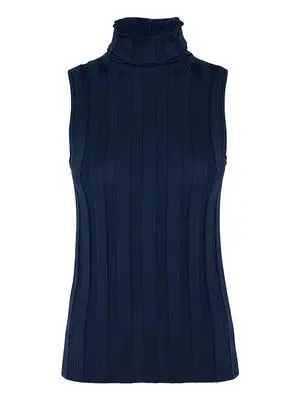 CALLAS MILANO Permanent Collection Sleeveless Turtleneck - Navy