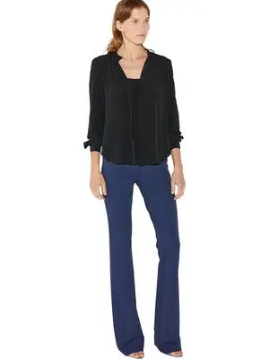 CALLAS MILANO Olympia Silk Crewneck Top - Black