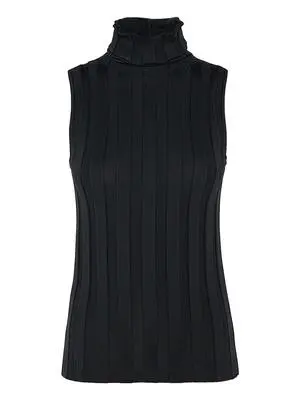CALLAS MILANO Permanent Collection Romy Sleeveless Ribbed Turtleneck Black