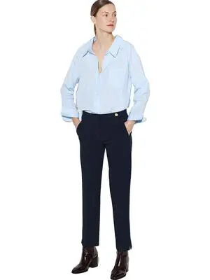 Permanent Collection Charlotte Stretch Crepe Ankle Pants - Navy