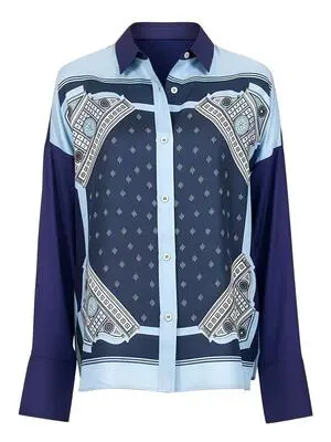 CALLAS MILANO Ps26 Sirene Scarf Front Shirt - Ocean/navy