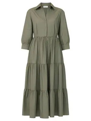 CALLAS MILANO Ps26 Marseille Tiered Shirtdress - Olive