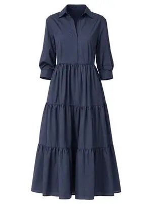 CALLAS MILANO Ps26 Marseille Tiered Shirtdress - Navy