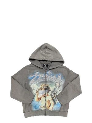Mixed Emotion Rhinestone Hoodie - Grey