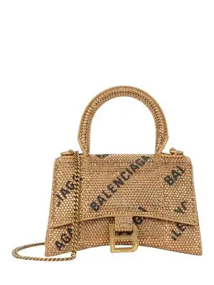 Balenciaga Hourglass Xs Top Handle Bag With Allover Logo Strass - Multicolor