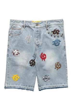 GODSPEED Embroidered Denim Shorts - Blue