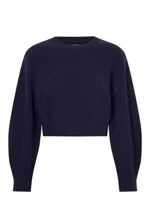 Khaite Masie Cropped Wool And Cashmere-blend Sweater - Blue