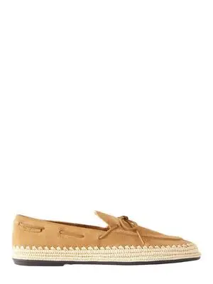 Tory Burch Tory Burch The Raffia Boaty Suede Loafers Brown