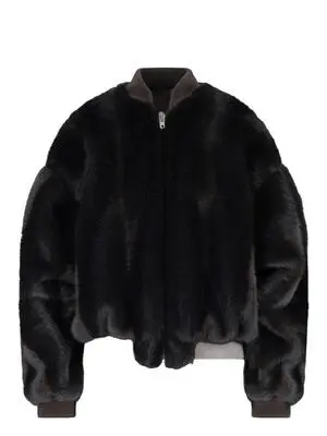 MAISON MARGIELA Faux Fur Bomber Jacket - Brown