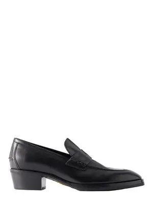 JIMMY CHOO Wilder Leather Loafers With Stacked Heel - Black