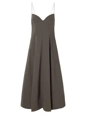 ST. AGNI Cami Stretch Cotton-blend Poplin Midi Dress - Brass