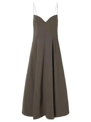 ST. AGNI Cami Stretch Cotton-blend Poplin Midi Dress - Metallic