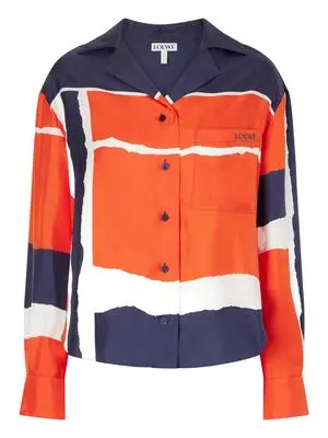 Loewe Printed Silk Twill Blouse - Red