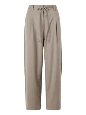 ST. AGNI Pleated Wool-blend Barrel-leg Pants - Brown