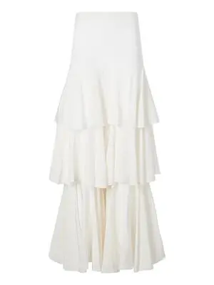 Sharon Wauchob Tiered Ruffled Silk Wide-leg Pants - White