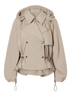 Burberry Cropped Shell Jacket With Drawstring Detailing - Neutrals
