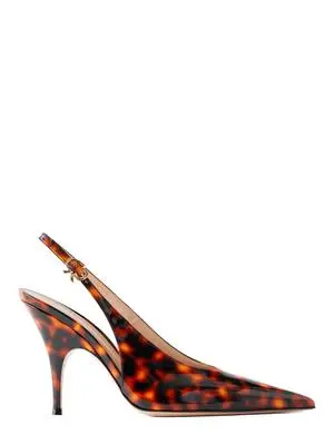 GIANVITO ROSSI Sofia Sling 95 Animal-printed Patent Leather Pumps - Tortoiseshell