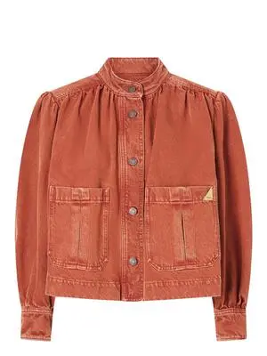 Chloé Logo-appliquéd Garment-dyed Denim Jacket - Brown