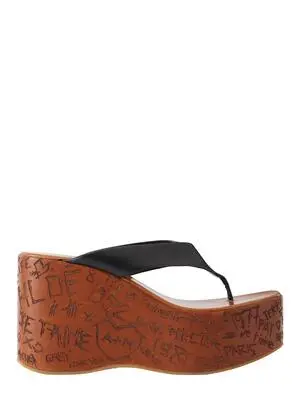 Chloé Leather Platform Thong Sandals - Black