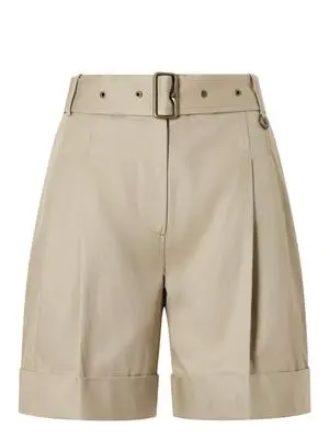 Burberry Belted Cotton-gabardine Shorts - Neutrals