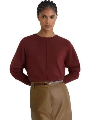 REISS Colette Wool-blend Reverse-seam Jumper With Cashmere - Dark Red