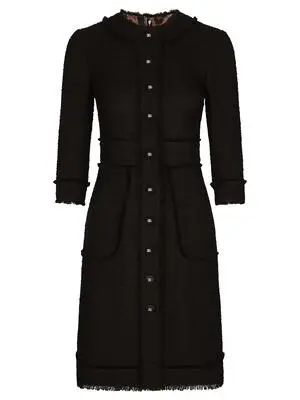 Dolce & Gabbana Raschel Tweed Midi Dress - Black