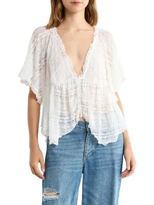 Free People In Your Dreams" Lace Top - Clean Ivory
