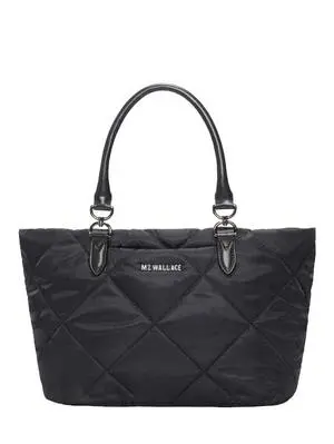 Mz Wallace Small Madison East/west Quilted Nylon Tote - Black