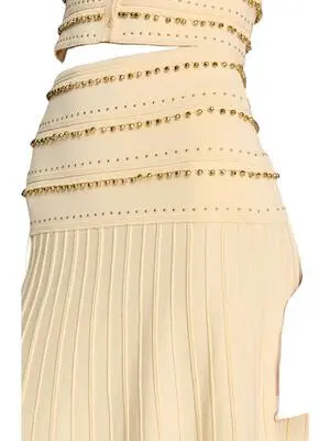 Sandro Long Knit Skirt With Tassels - Vanilla