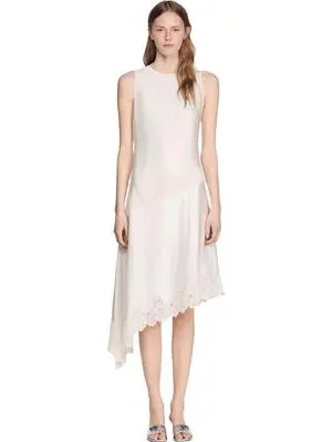 SANDRO Asymmetric Satin-effect Dress
