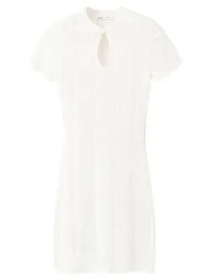 Mango Open Knit Minidress - Ecru