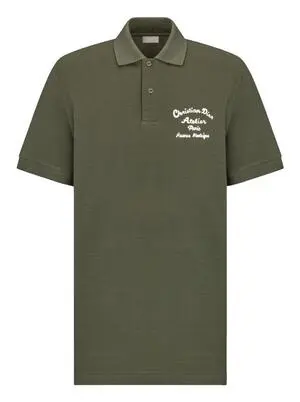 Dior Logo Embroidered Polo Shirt - Green