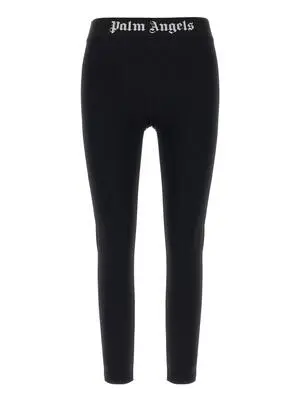 Palm Angels Logo Waistband Stretched Leggings - Black