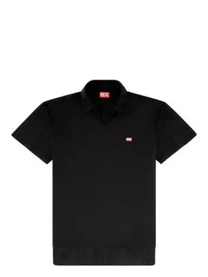 DIESEL® Jersey Polo Shirt With Check Flannel Trims