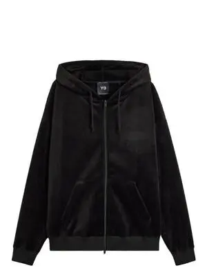 Y3 Velvet Corduroy Zip Hoodie - Black