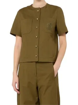 Max Mara Crew Neck Short-sleeved Casual Jacket - Brown