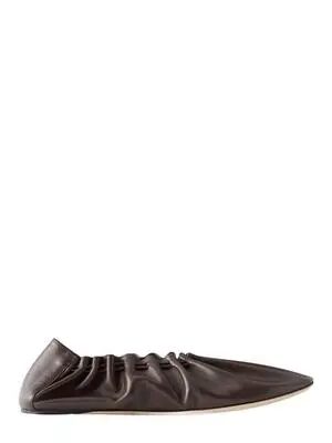 Staud Staud Rue Gathered Leather Ballet Flats Black