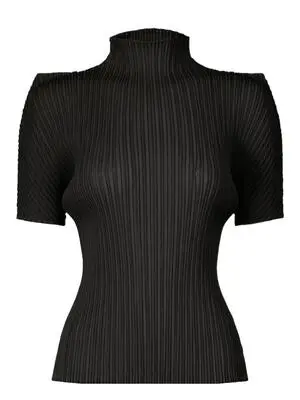 Issey Miyake Box Shoulder Pleats Top - Black