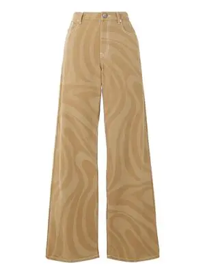 Emilio Pucci Printed Cotton-canvas Wide-leg Pants - Nude