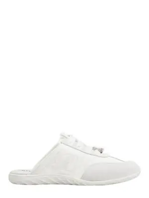 ROGER VIVIER Viv Low Mules In Suede And Fabric - White