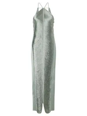 Cult Gaia Satin-trimmed Mesh Gown - Gray
